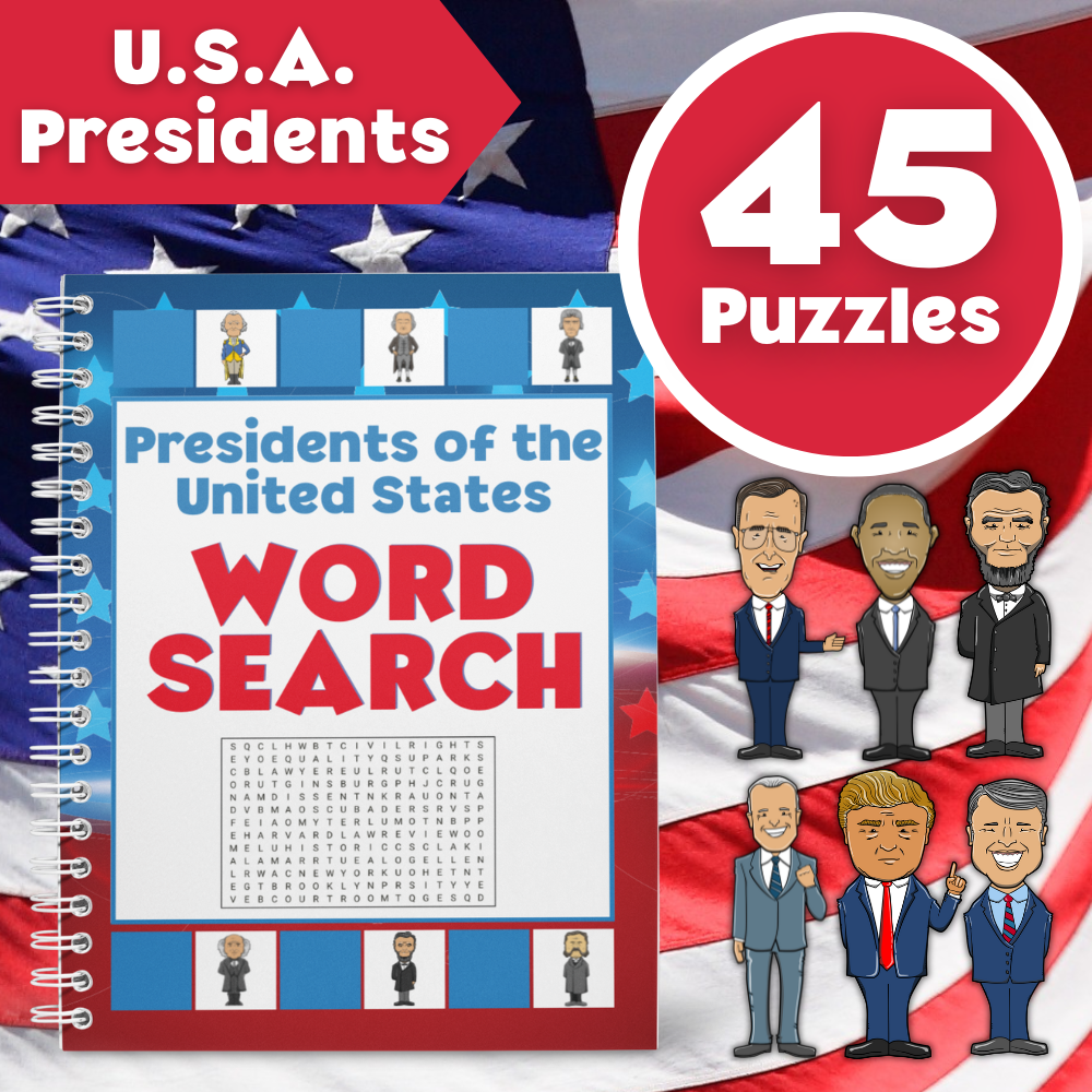 U.S.A. Presidents Word Search Puzzles | Just Print 🇺🇸 – Bingo Printables