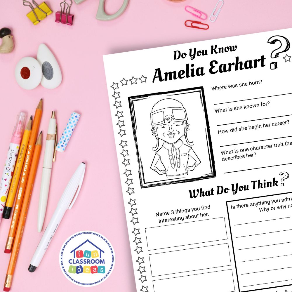 Use this Free Amelia Earhart Biography Worksheet For Your Students ...