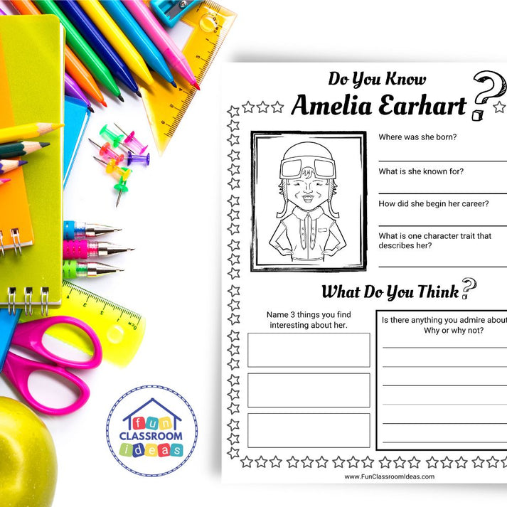 Use this Free Amelia Earhart Biography Worksheet For Your Students ...