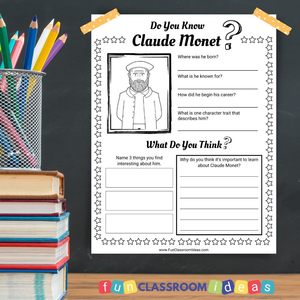Use this Free Claude Monet Biography Worksheet to Engage Your Students ...