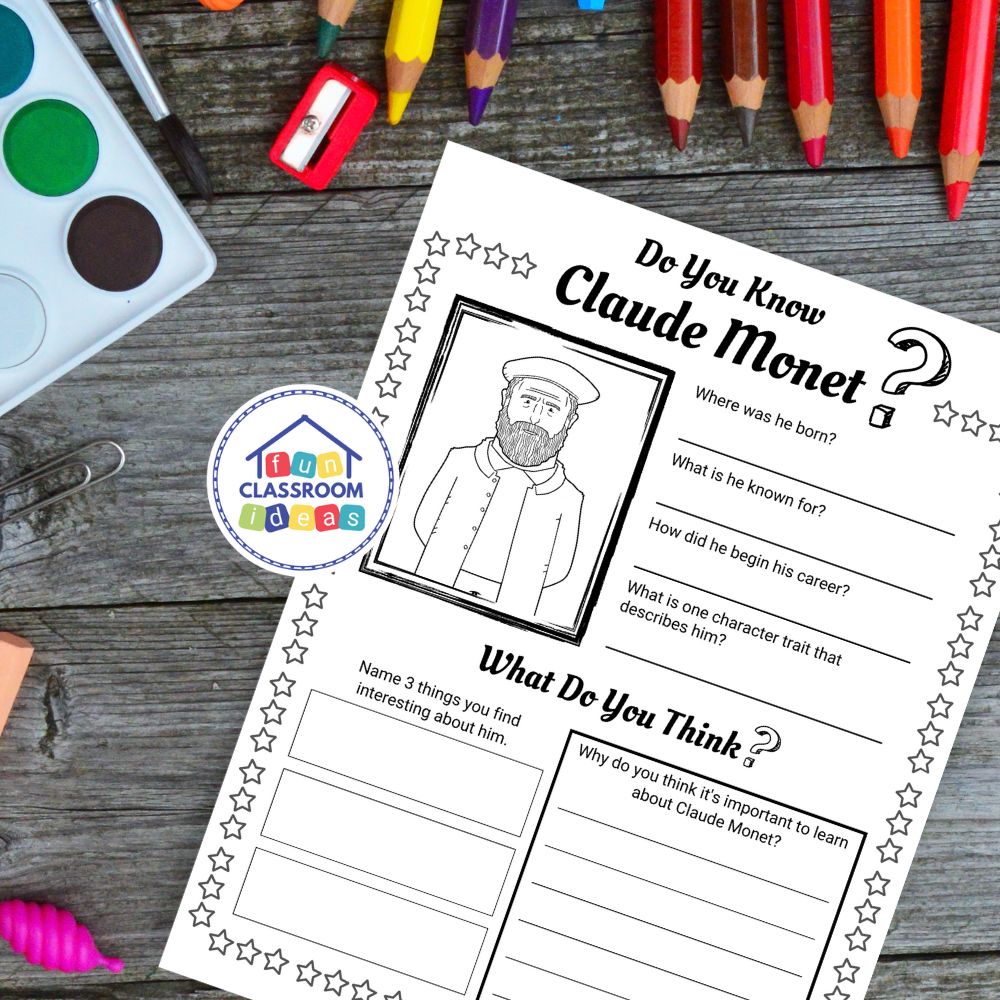 Use this Free Claude Monet Biography Worksheet to Engage Your Students ...