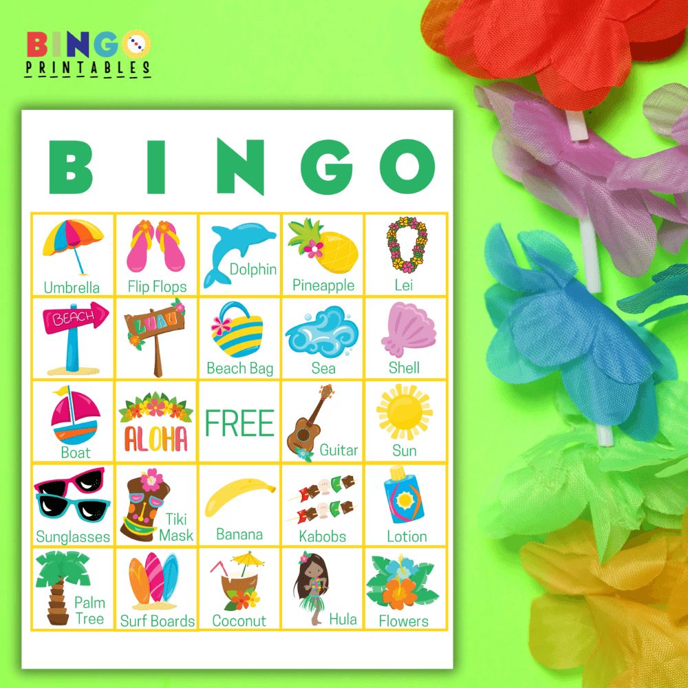 Hawaiian Luau Bingo Cards 🌸 100 Printable Unique Game Cards – Bingo ...