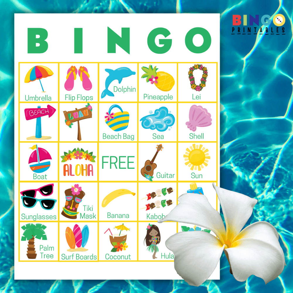 Hawaiian Luau Bingo Cards 🌸 100 Printable Unique Game Cards – Bingo ...