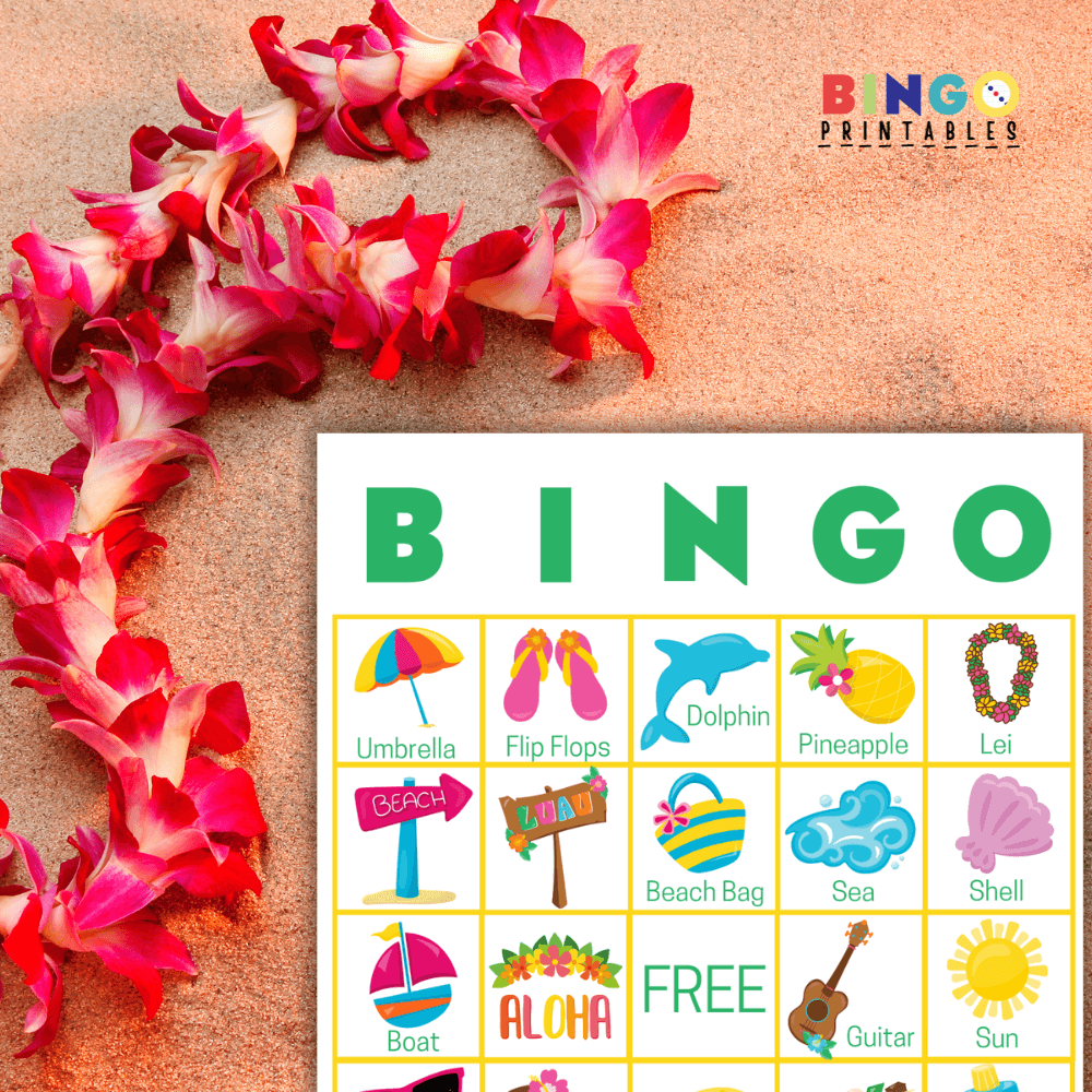 Hawaiian Luau Bingo Cards 🌸 100 Printable Unique Game Cards – Bingo ...