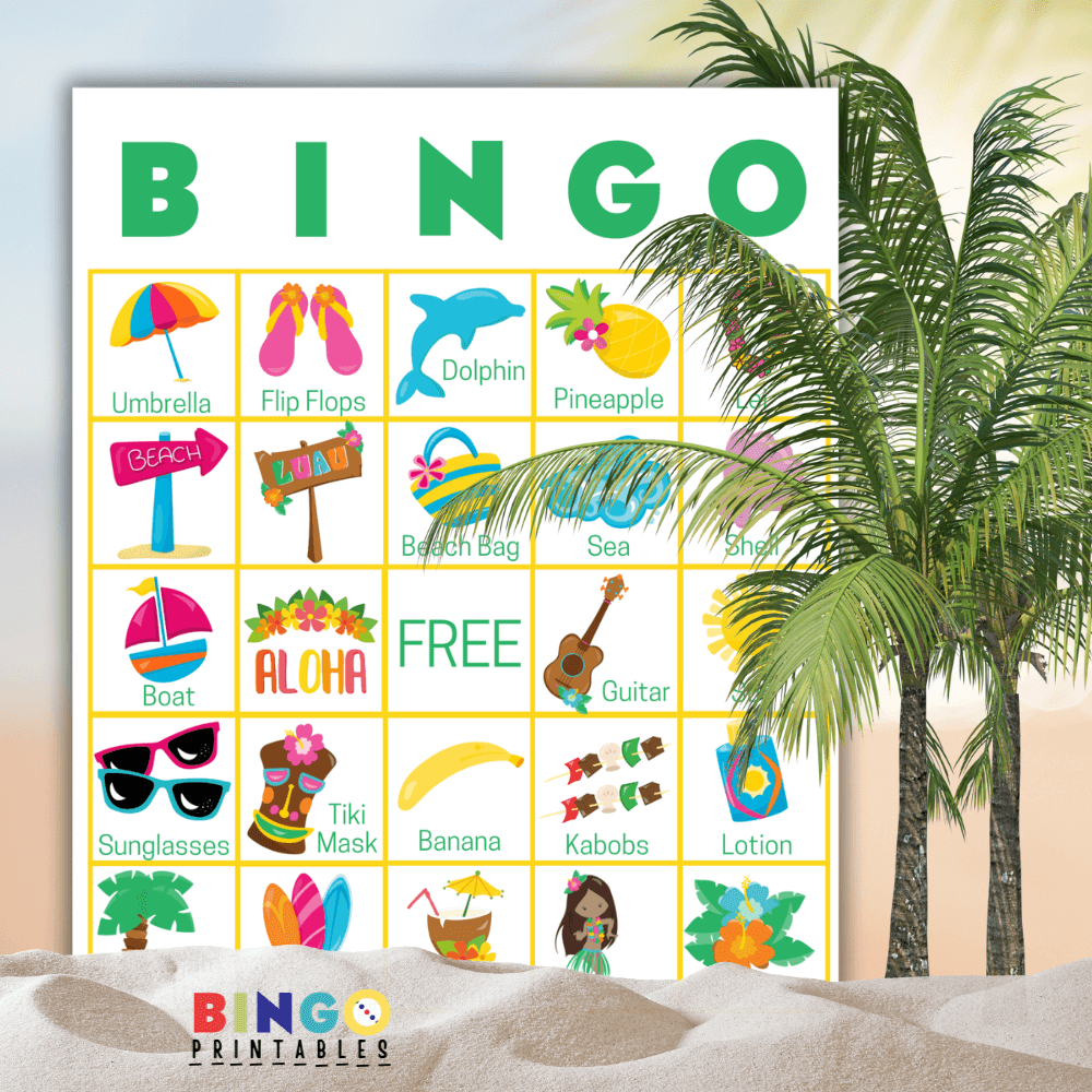 Hawaiian Luau Bingo Cards 🌸 100 Printable Unique Game Cards – Bingo ...