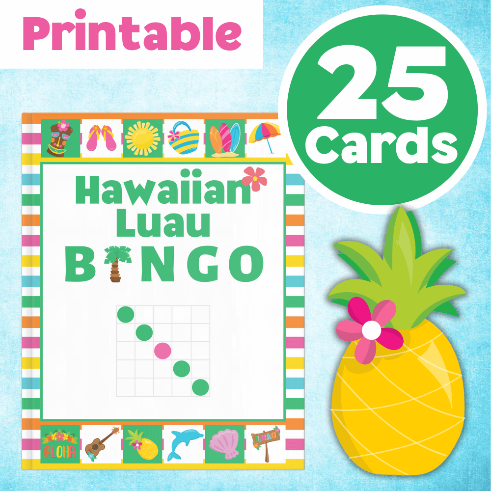Hawaiian Luau Bingo Cards 🌸 100 Printable Unique Game Cards – Bingo ...
