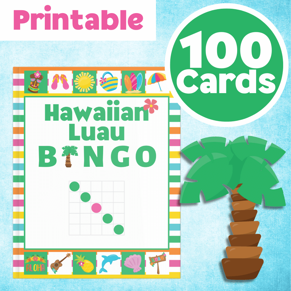 Hawaiian Luau Bingo Cards 🌸 100 Printable Unique Game Cards – Bingo ...