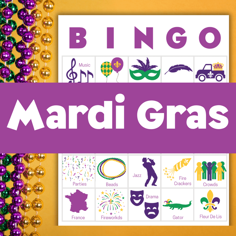 Mardi Gras Bingo Cards 🎭 200 Printable Unique Game Cards – Bingo Printables