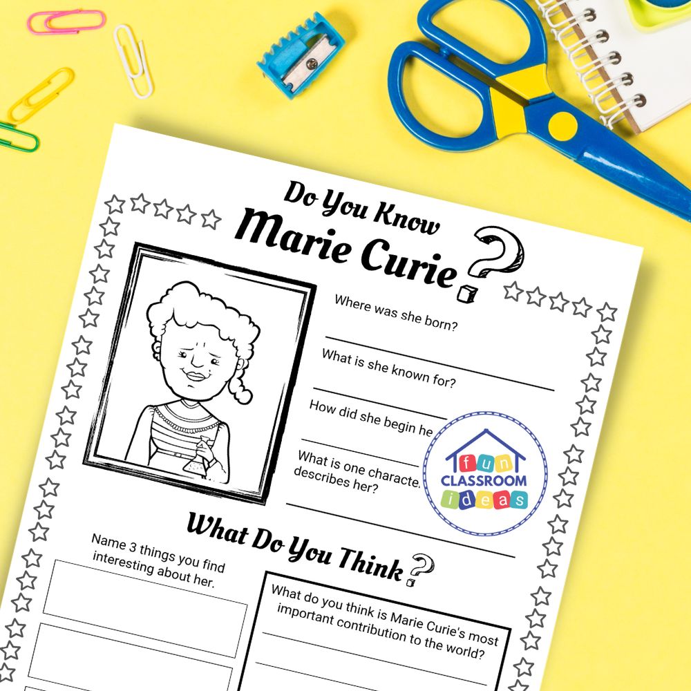 Use this Free Marie Curie Biography Worksheet - Download Now – Bingo ...