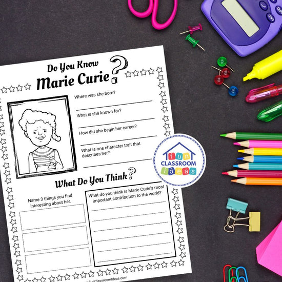 Use this Free Marie Curie Biography Worksheet - Download Now – Bingo ...