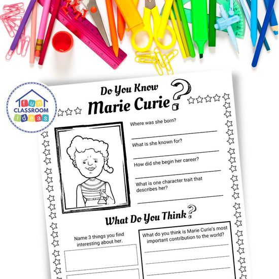 Use this Free Marie Curie Biography Worksheet - Download Now – Bingo ...