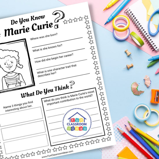 Use this Free Marie Curie Biography Worksheet - Download Now – Bingo ...