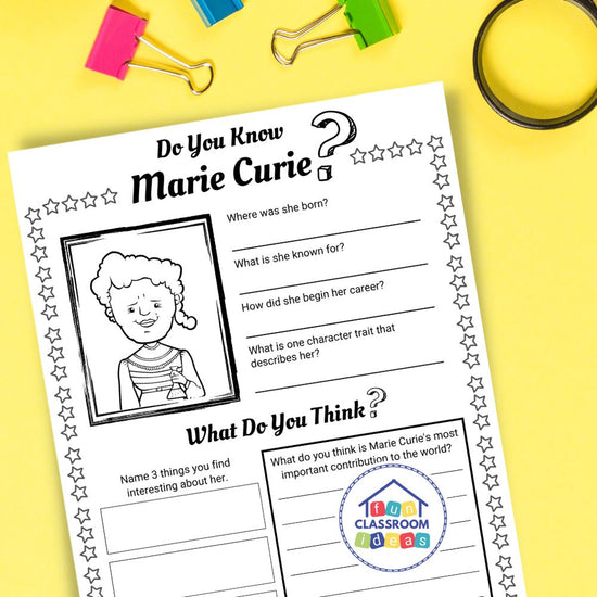 Use this Free Marie Curie Biography Worksheet - Download Now – Bingo ...