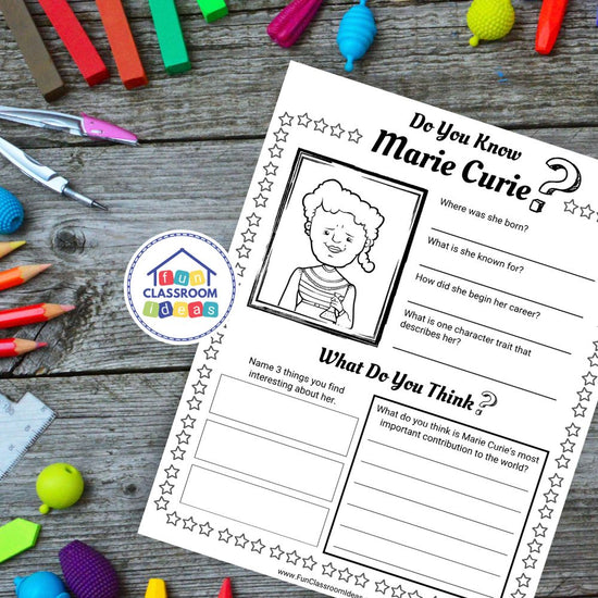 Use this Free Marie Curie Biography Worksheet - Download Now – Bingo ...