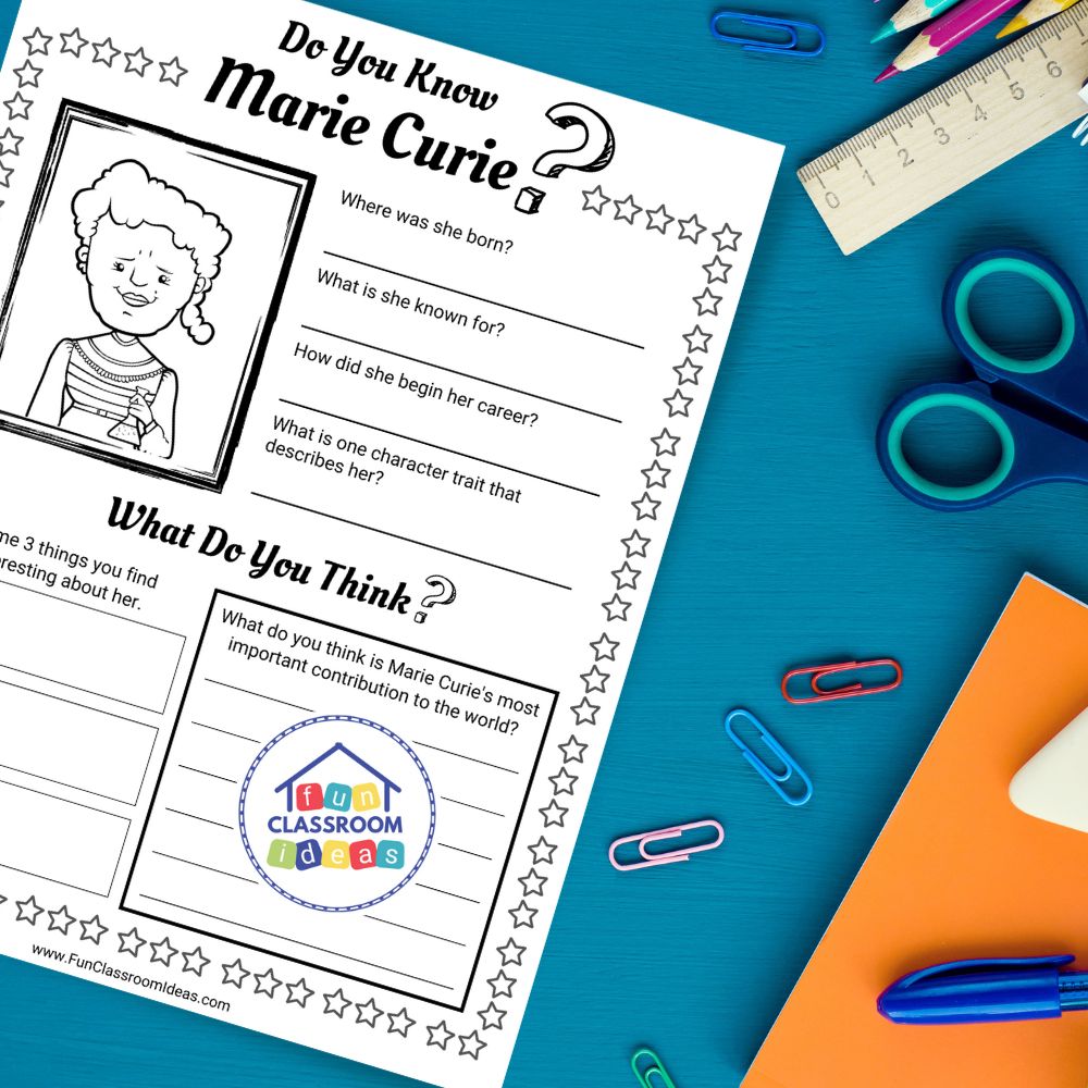 Use this Free Marie Curie Biography Worksheet - Download Now – Bingo ...