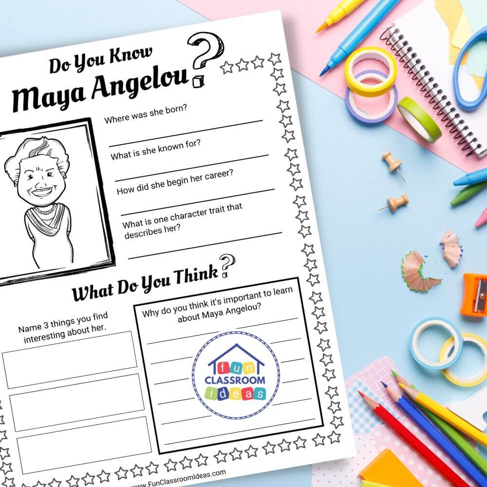 Use this Free Maya Angelou Biography Worksheet to Encourage Empathy ...