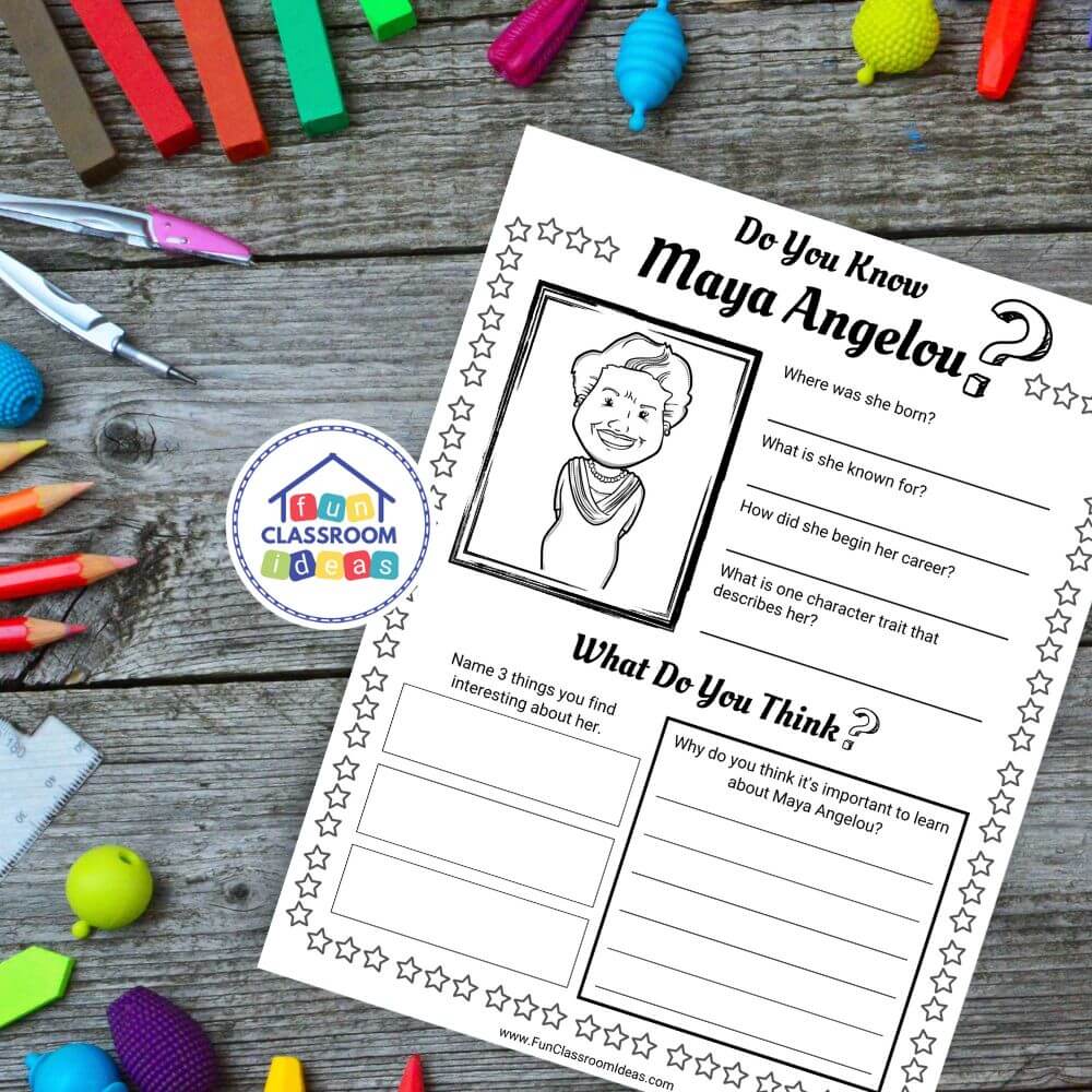 Use this Free Maya Angelou Biography Worksheet to Encourage Empathy ...