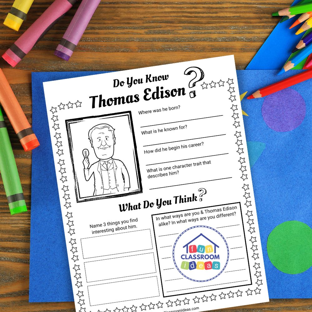 Use this Free Thomas Edison Biography Worksheet to Engage Your Students ...