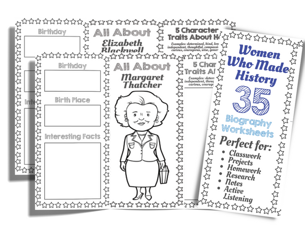 Women Who Made History - 35 Biography Worksheets 🎀 – Bingo Printables