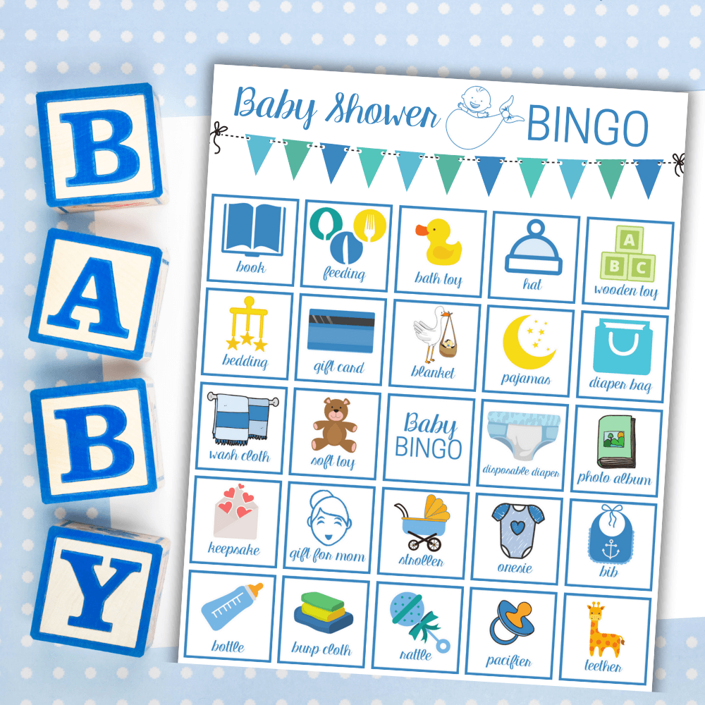 BOY Baby Shower Bingo Printable 👶 80 Printable Unique Game Cards ...