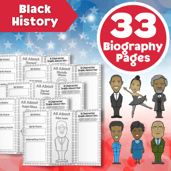 Black History Biography Worksheets - 33 Famous Americans 🇺🇸 – Bingo ...