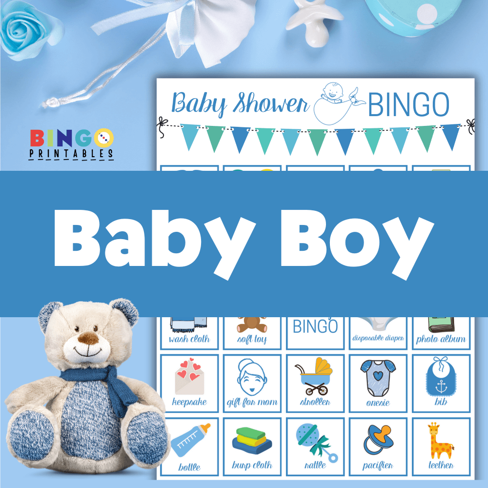 BOY Baby Shower Bingo Printable 👶 80 Printable Unique Game Cards ...