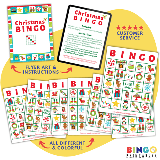 Christmas Bingo Cards 🎄 1000 Printable Unique Game Cards – Bingo Printables