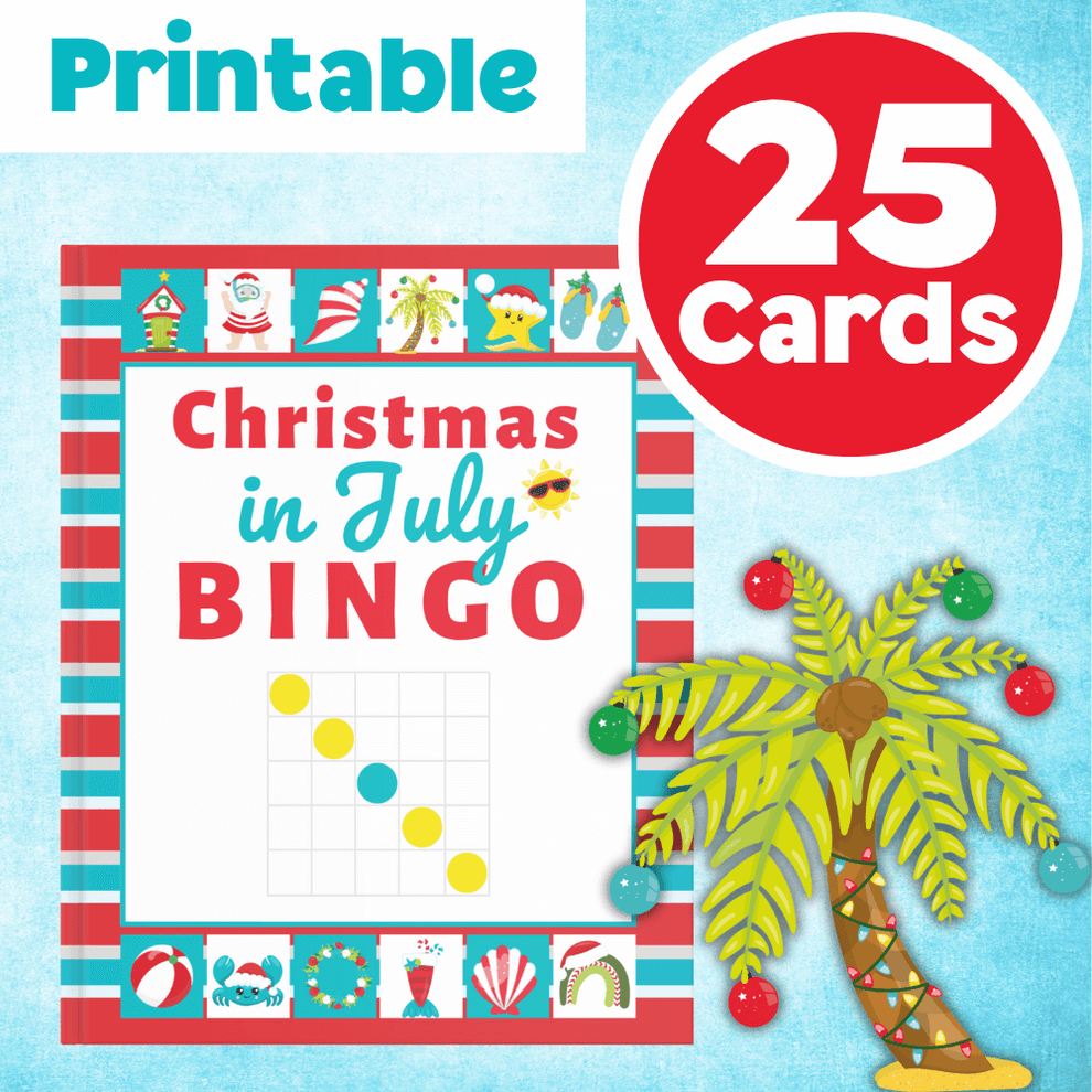 Christmas in July Bingo Cards 😎 200 Printable Unique Game Cards – Bingo ...