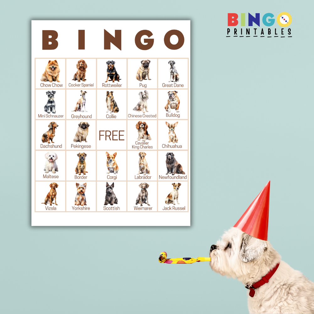 Dog Bingo Cards 🐶 100 Unique Spring Themed Game Cards – Bingo Printables