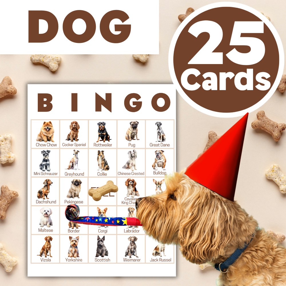 Dog Bingo Cards 🐶 100 Unique Spring Themed Game Cards – Bingo Printables