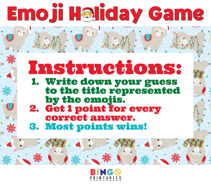 Emoji Holiday Game 🎅 Virtual Game Fun For All Ages – Bingo Printables