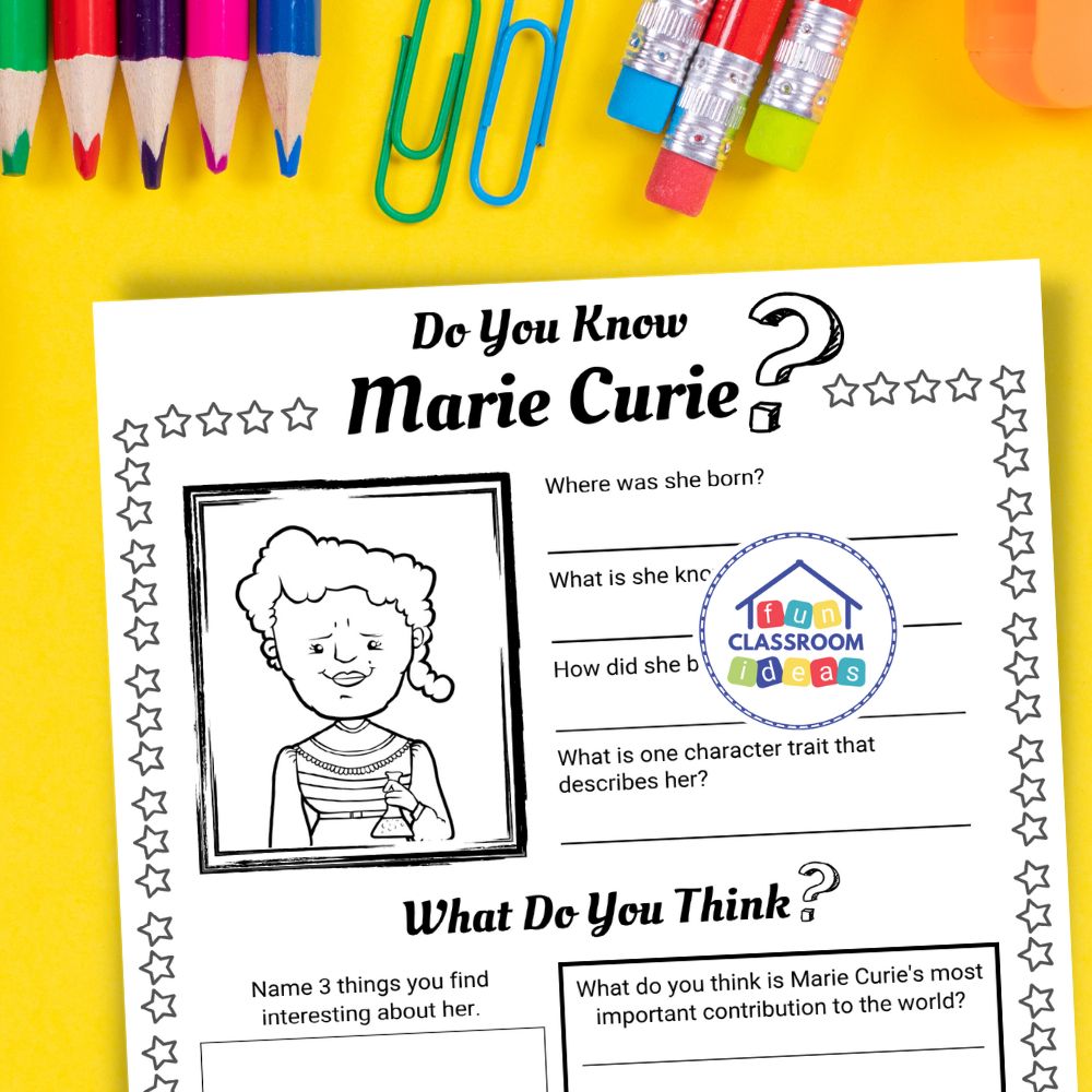 Use this Free Marie Curie Biography Worksheet - Download Now – Bingo ...