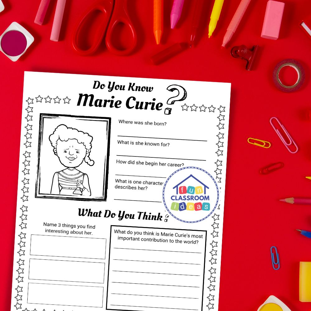 Use this Free Marie Curie Biography Worksheet - Download Now – Bingo ...
