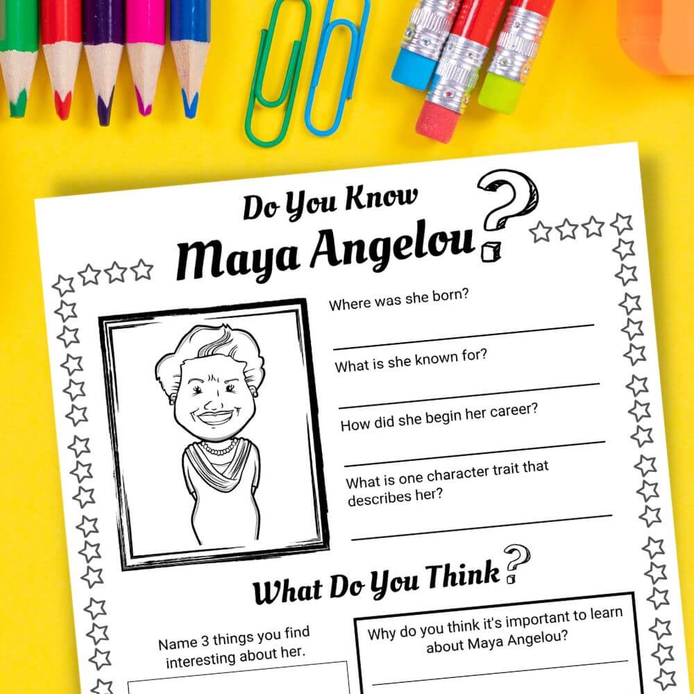 Use this Free Maya Angelou Biography Worksheet to Encourage Empathy ...