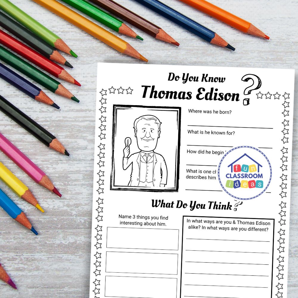 Use this Free Thomas Edison Biography Worksheet to Engage Your Students ...