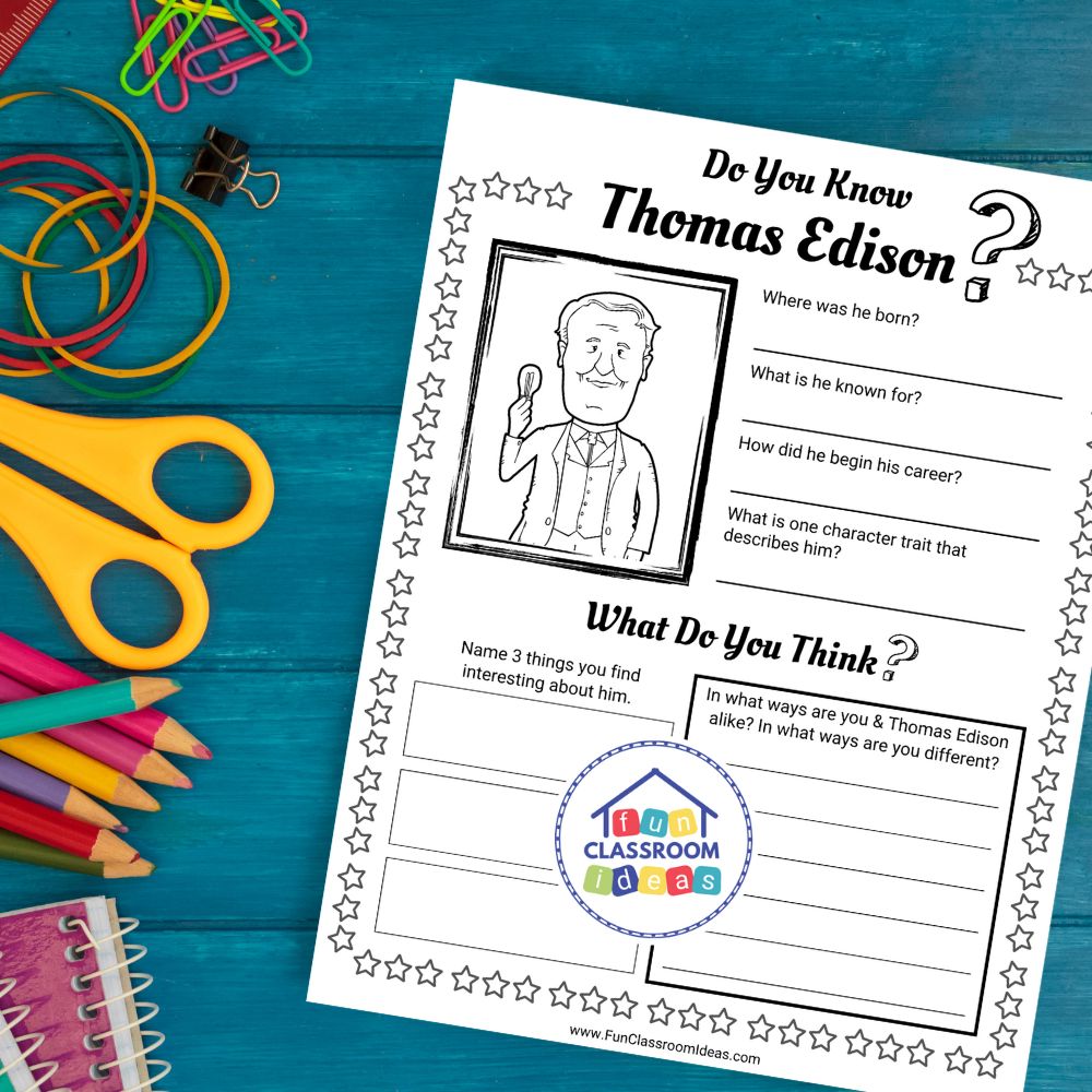 Use this Free Thomas Edison Biography Worksheet to Engage Your Students ...