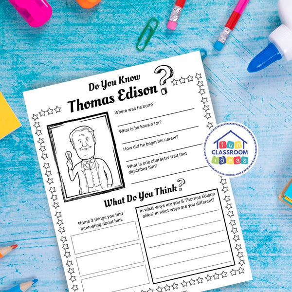 Use this Free Thomas Edison Biography Worksheet to Engage Your Students ...