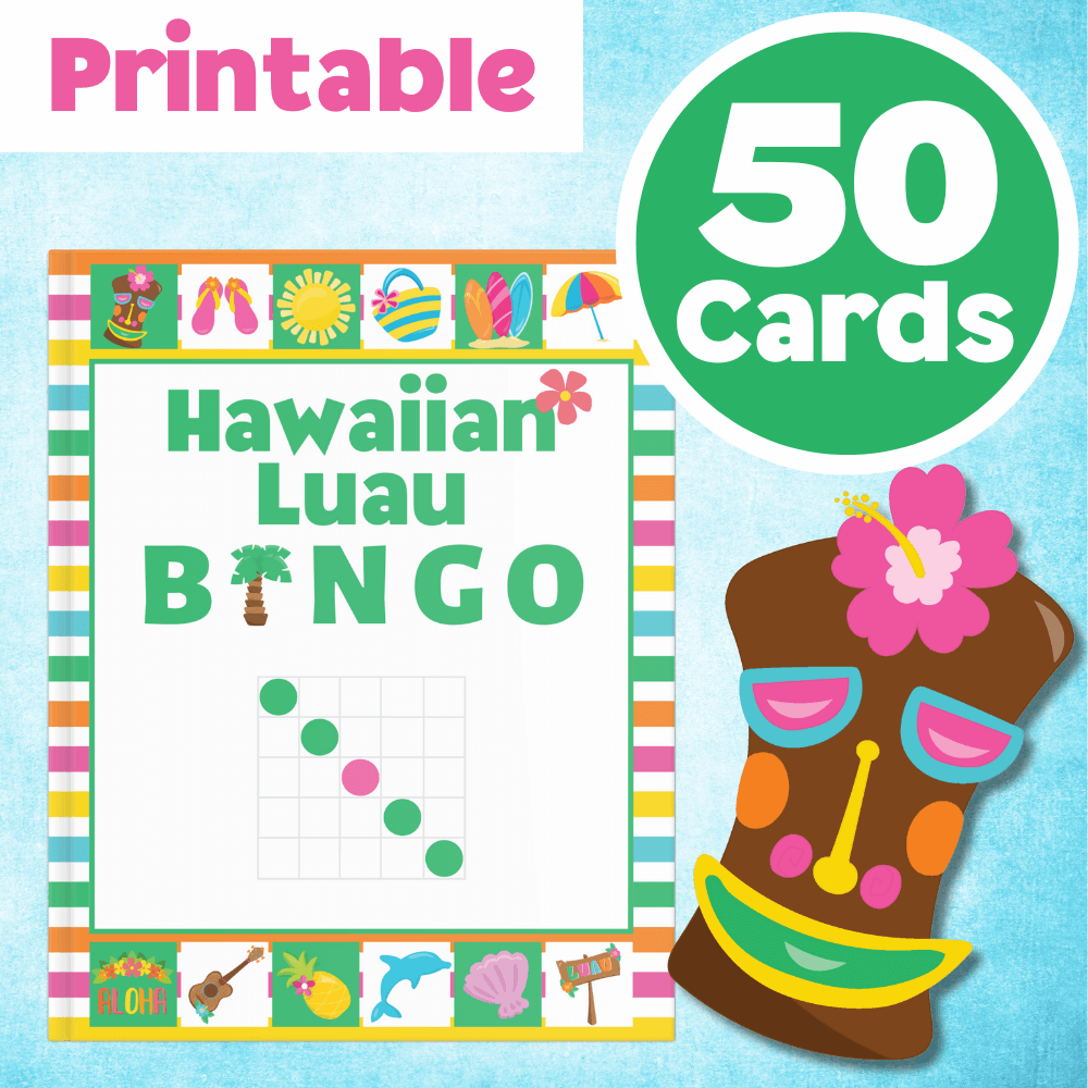 Hawaiian Luau Bingo Cards 🌸 100 Printable Unique Game Cards – Bingo ...