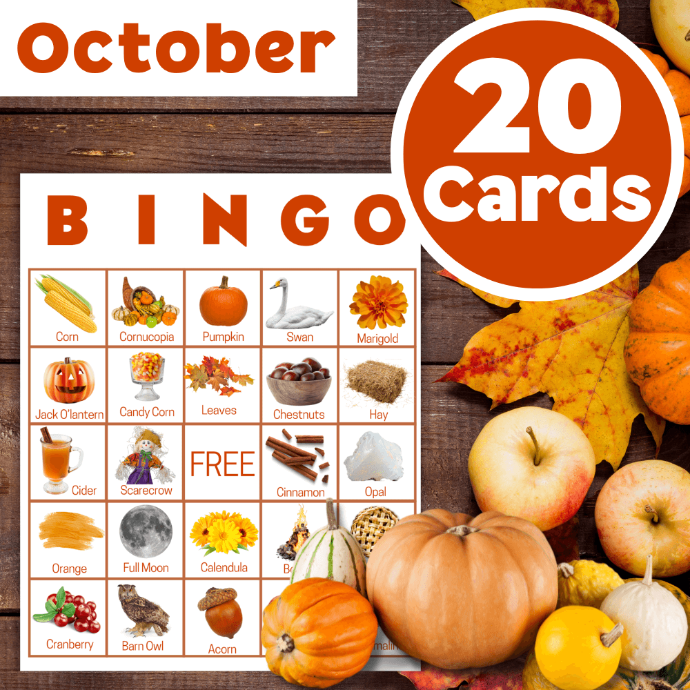 October Bingo 🦉 100 Printable Unique Game Cards For Group Fun – Bingo ...