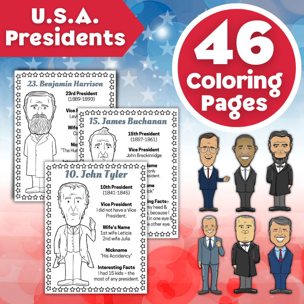 U.S.A. Presidents Coloring Pages | Make Learning Fun 🇺🇸 – Bingo Printables