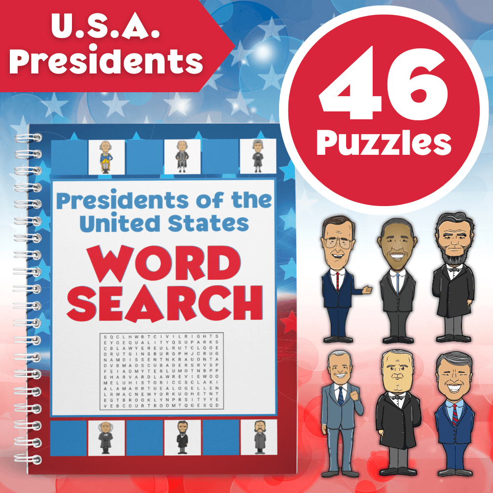 U.S.A. Presidents Word Search Puzzles | Just Print 🇺🇸 – Bingo Printables