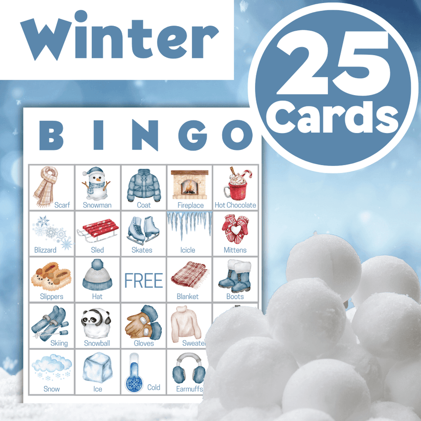 Winter Bingo Cards ️ 200 Unique Winter Themed Game Cards – Bingo Printables