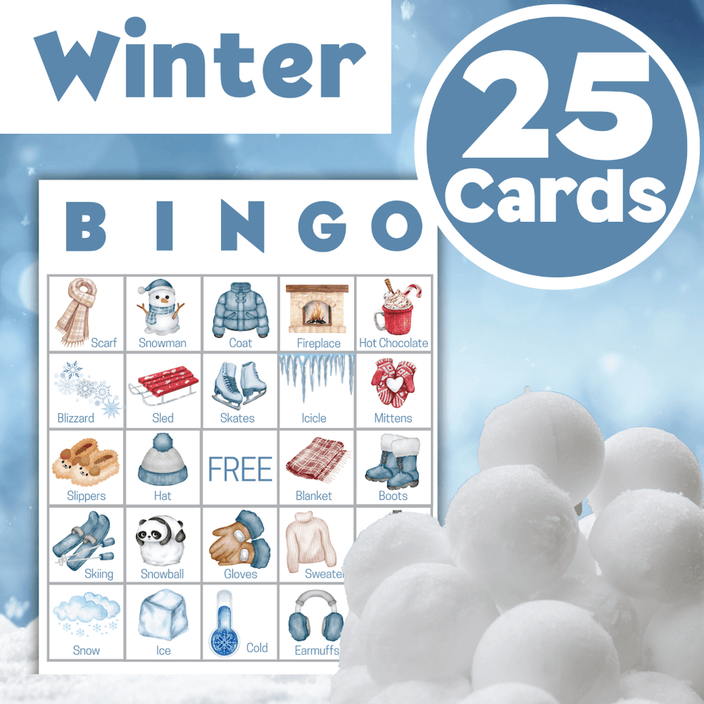 Winter Bingo Cards ️ 200 Unique Winter Themed Game Cards – Bingo Printables